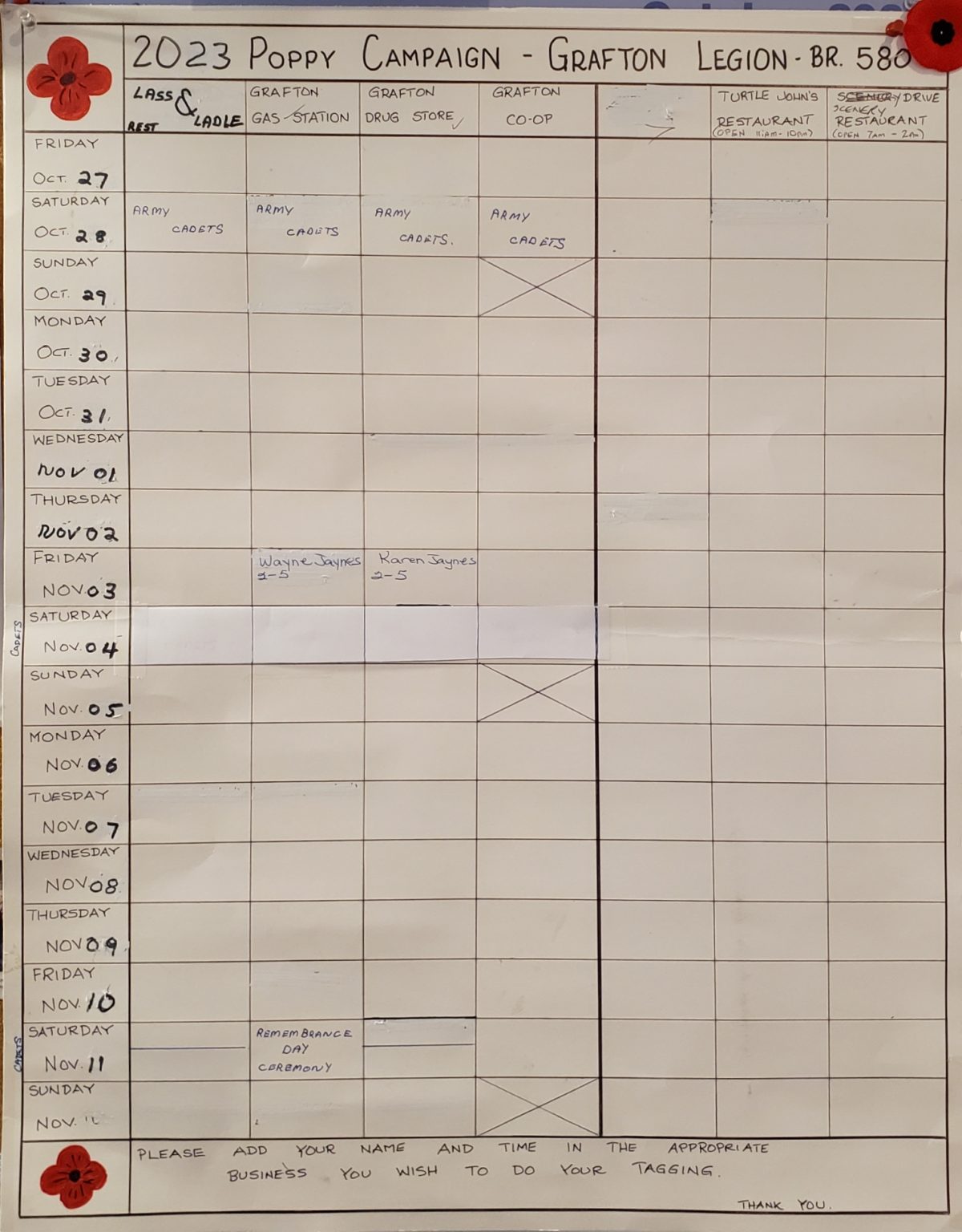 2023 Grafton Poppy Campaign - Royal Canadian Legion - Branch 580