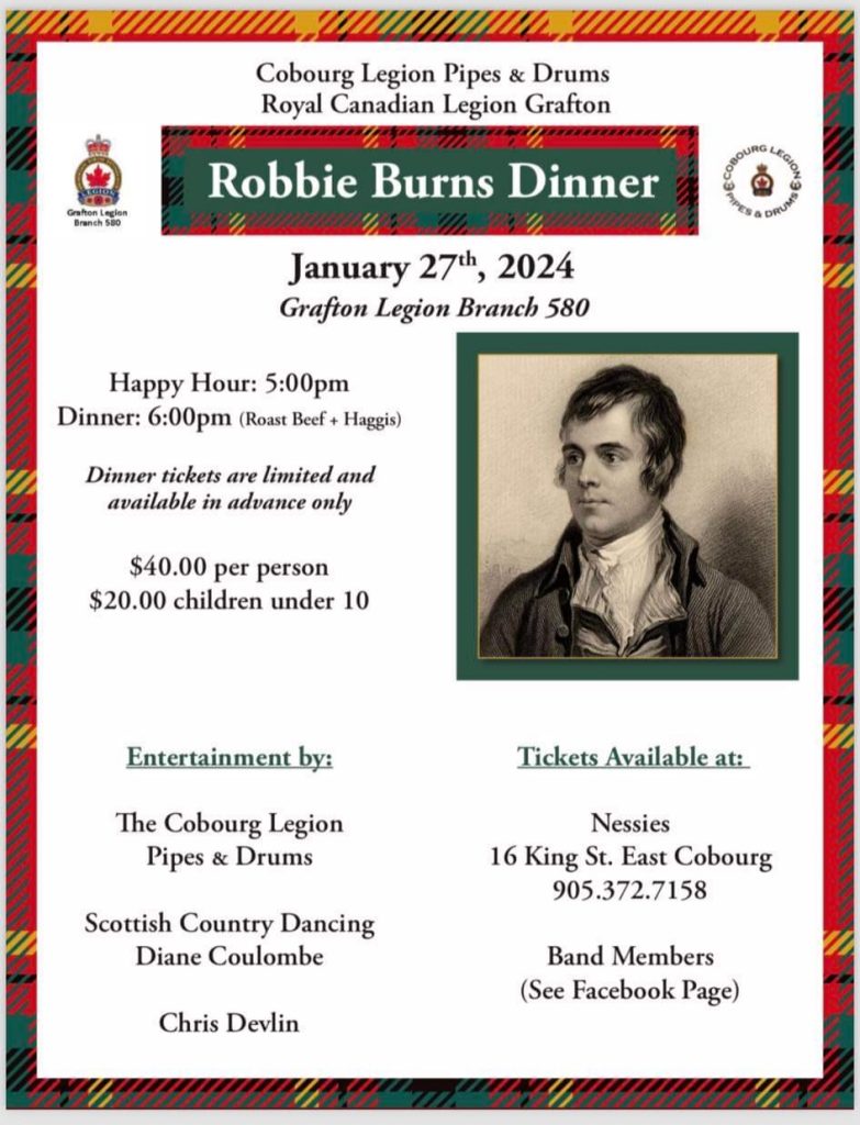 Robbie Burns Dinner - Royal Canadian Legion - Branch 580